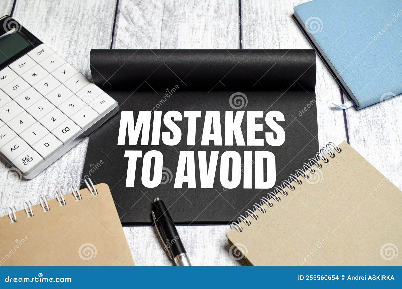Mistakes To Avoid Text on Notebook and Office Supplies Stock Photo ...