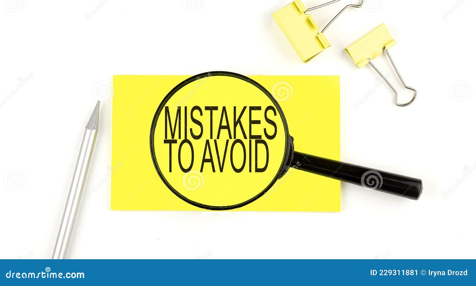 MISTAKES TO AVOID Text on the Sticker through Magnifier. View from ...