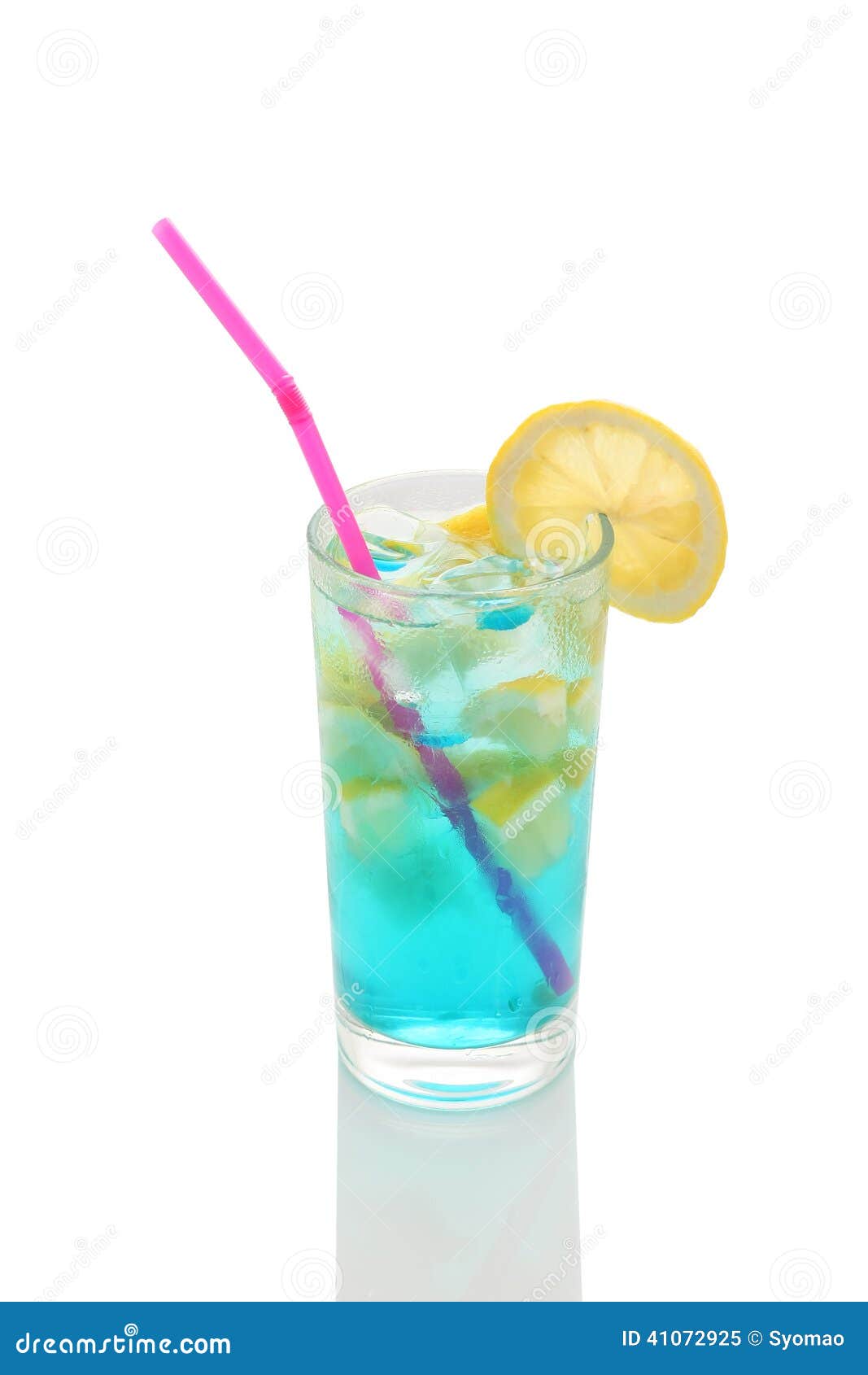 Misted Glass of Lemonade with Lemon and Blue Syrup Stock Image - Image ...