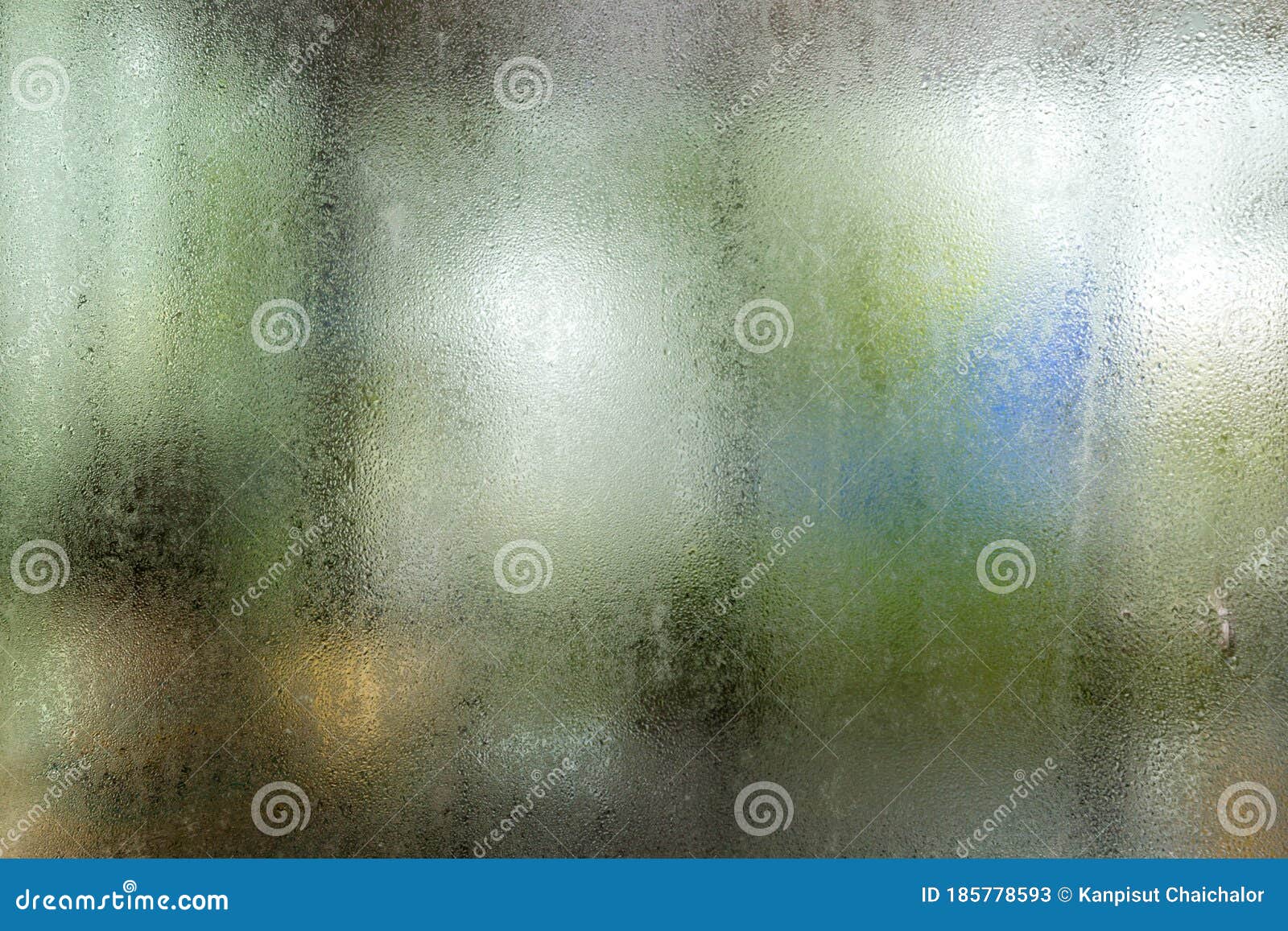 Misted Glass, Silver Rain Drops Dew Drops on Transparent Glass Window ...