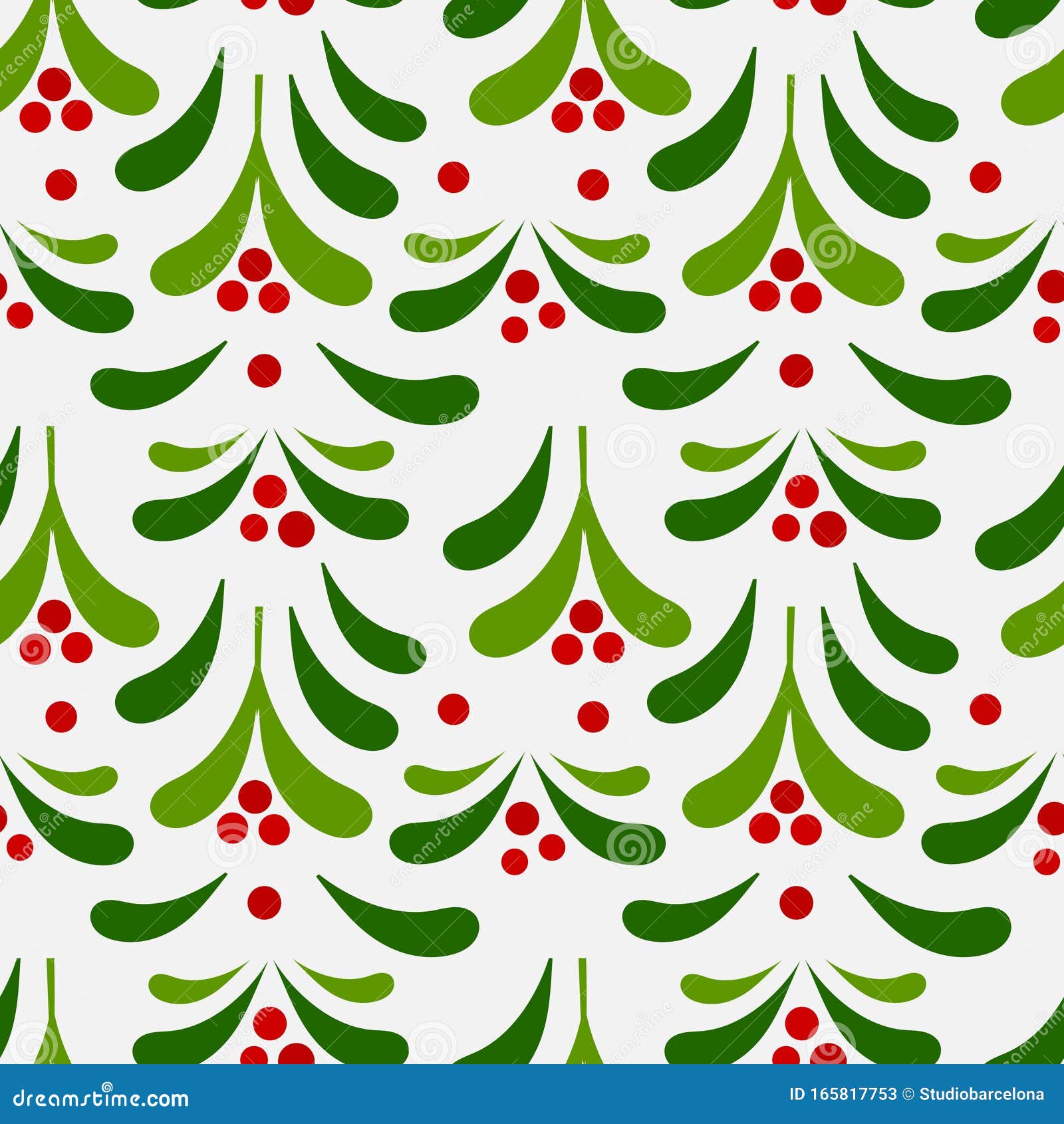 Mistletoe Christmas Seamless Pattern Stock Vector - Illustration of ...