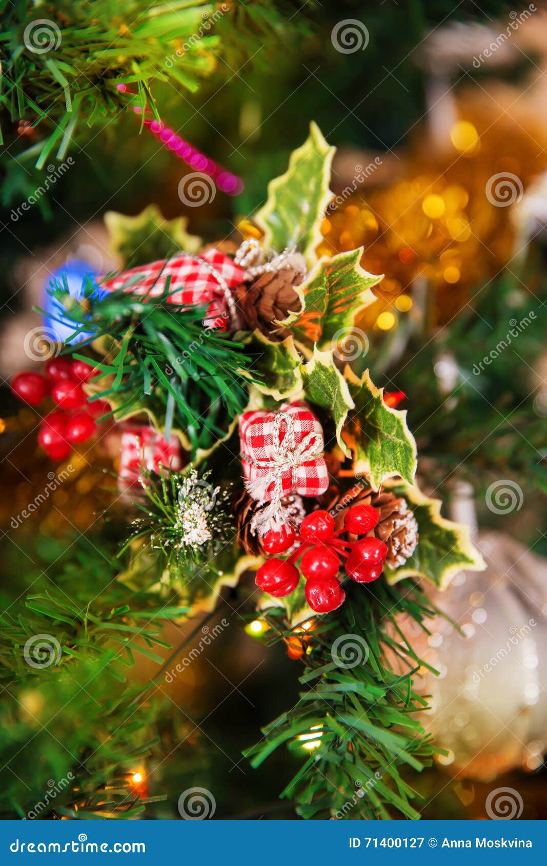 Mistletoe on Christmas Tree Stock Image - Image of branch, mistletoe ...