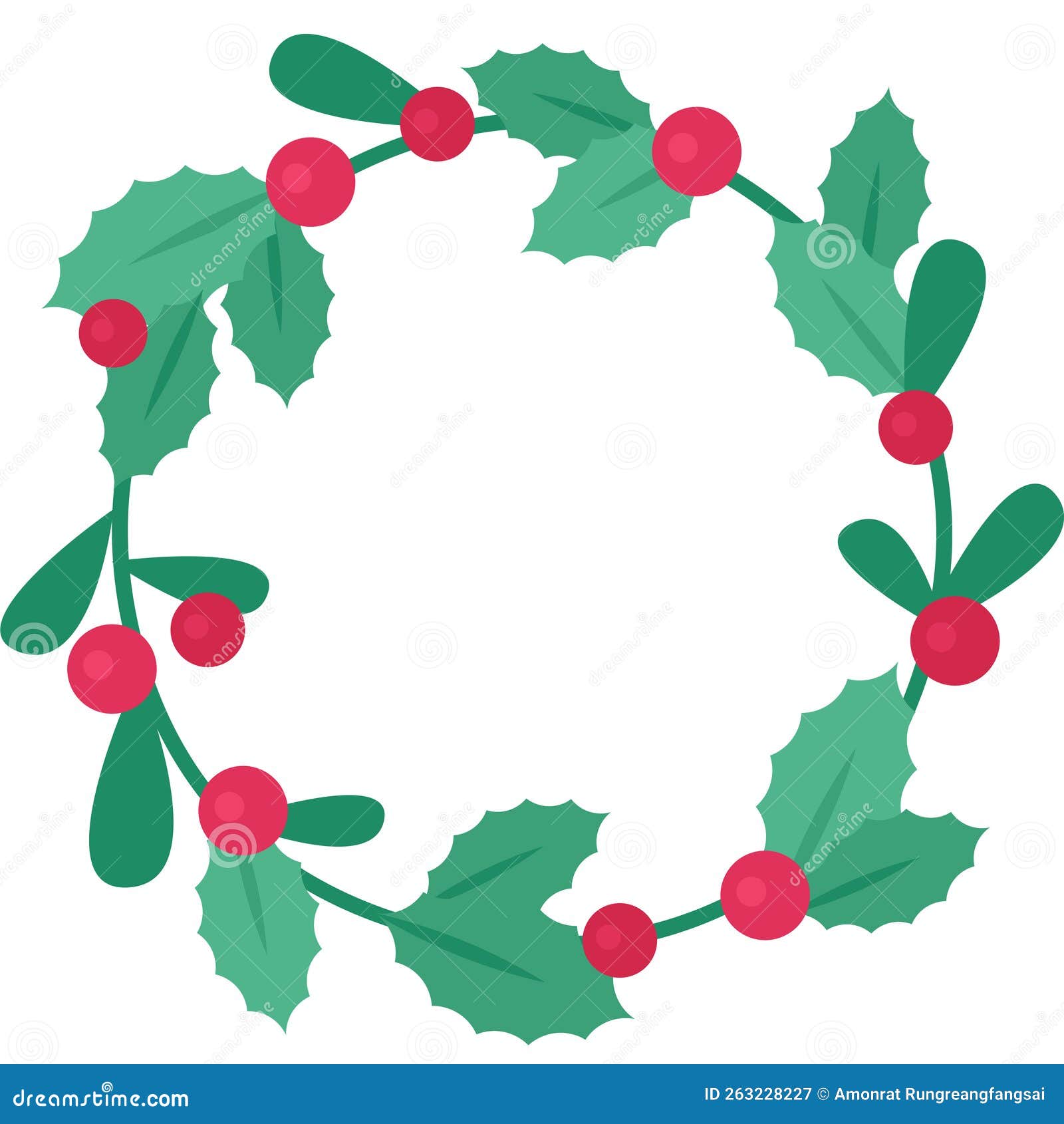 Mistletoe Christmas Wreath Frame Vector Stock Vector - Illustration of ...