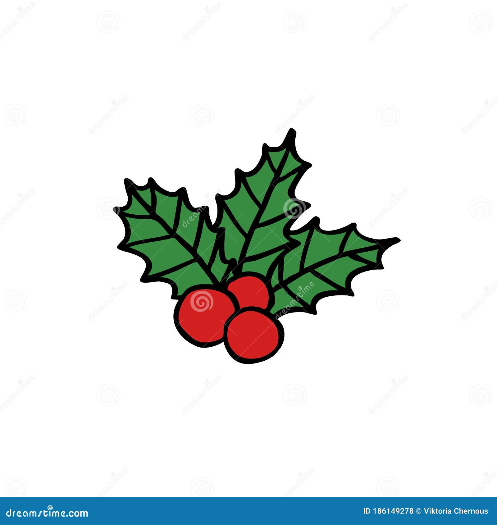 Mistletoe Doodle Icon, Vector Illustration Stock Illustration ...