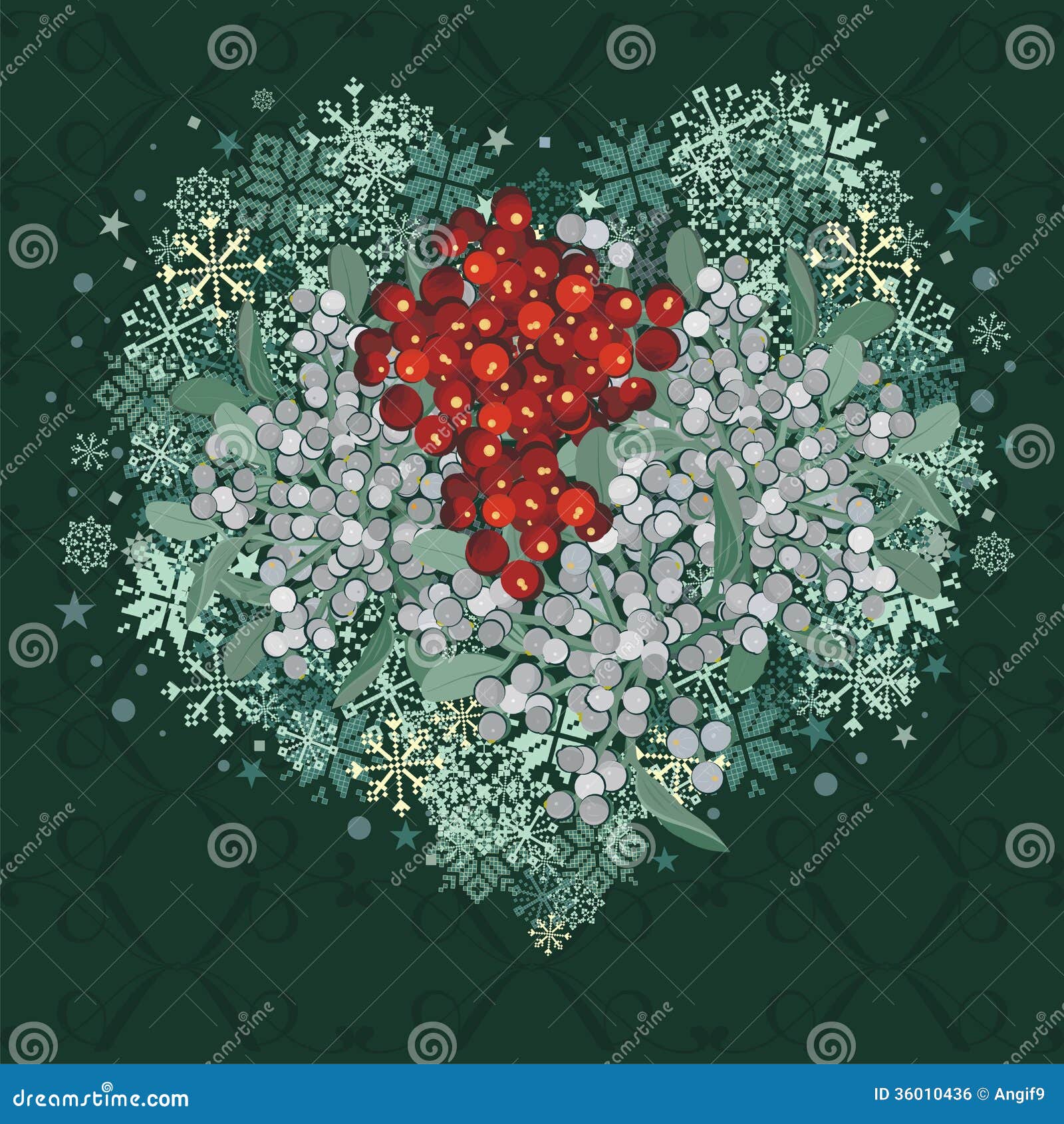 Mistletoe heart stock vector. Illustration of december - 36010436