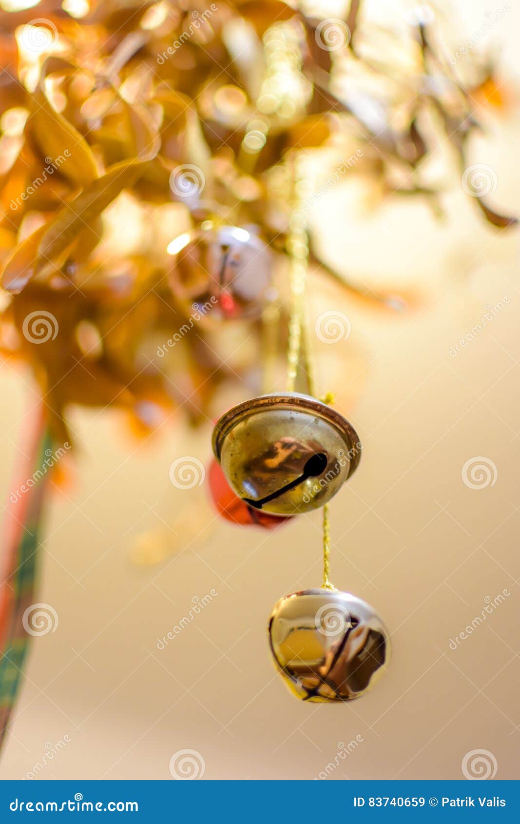 Mistletoe hung with bells. stock image. Image of bell - 83740659