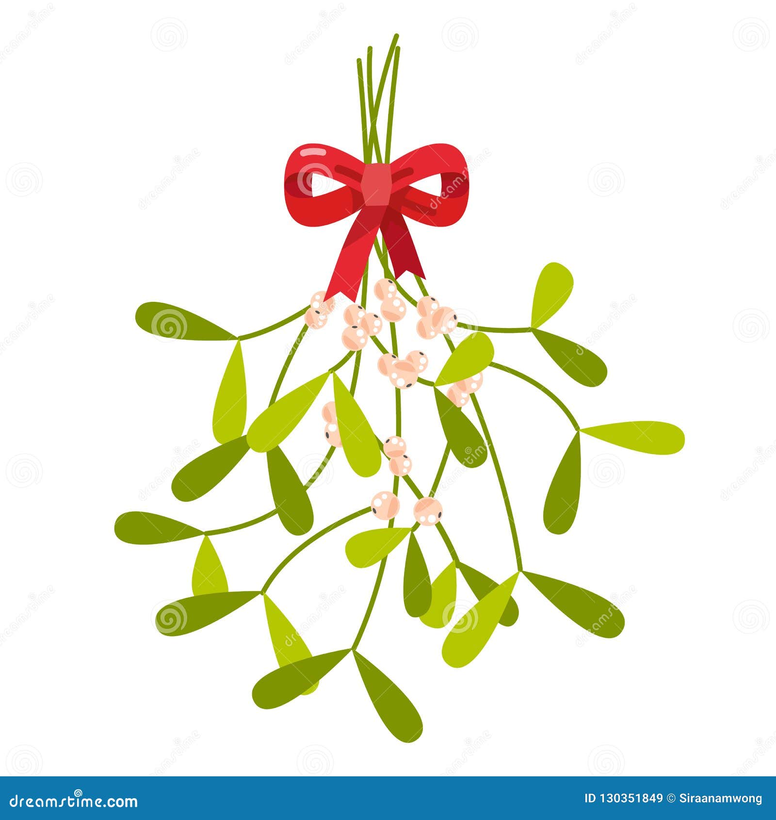 Mistletoe with red bow stock vector. Illustration of card - 130351849