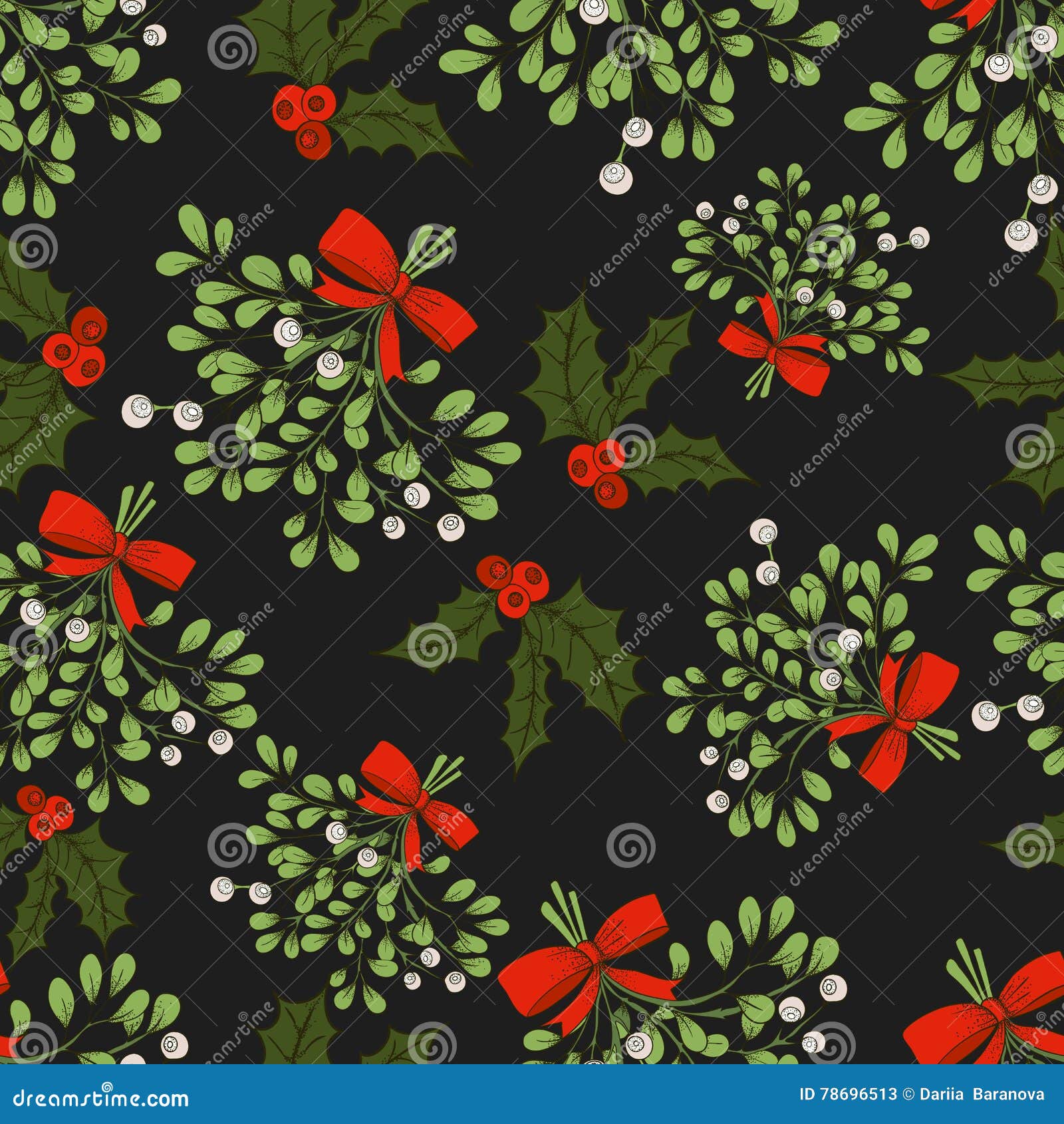Mistletoe seamless pattern stock vector. Illustration of december ...