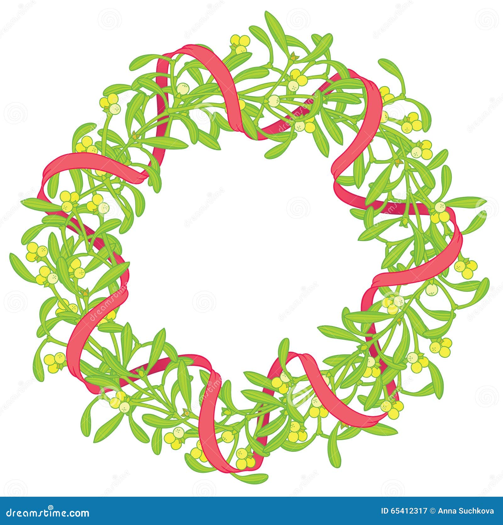 Mistletoe Wreath Isolated on White Stock Vector - Illustration of ...