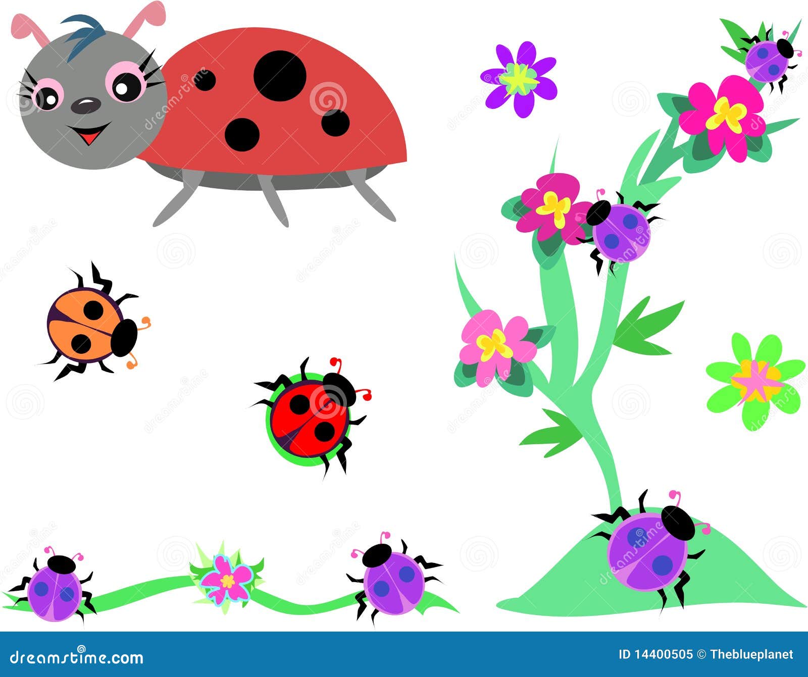Mistura De Ladybugs E De Plantas Ilustração Stock - Ilustração de arte ...