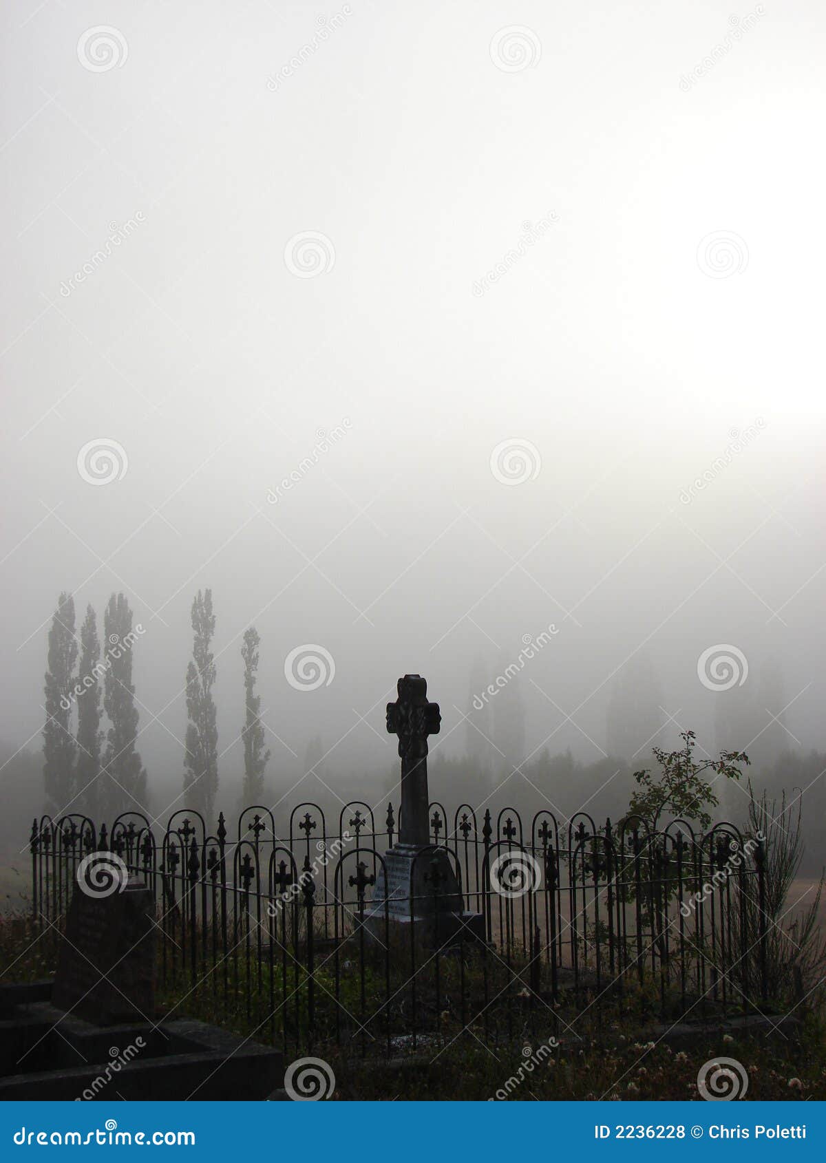 Misty Cemetery stock photo. Image of ghost, cross, cemetery - 2236228