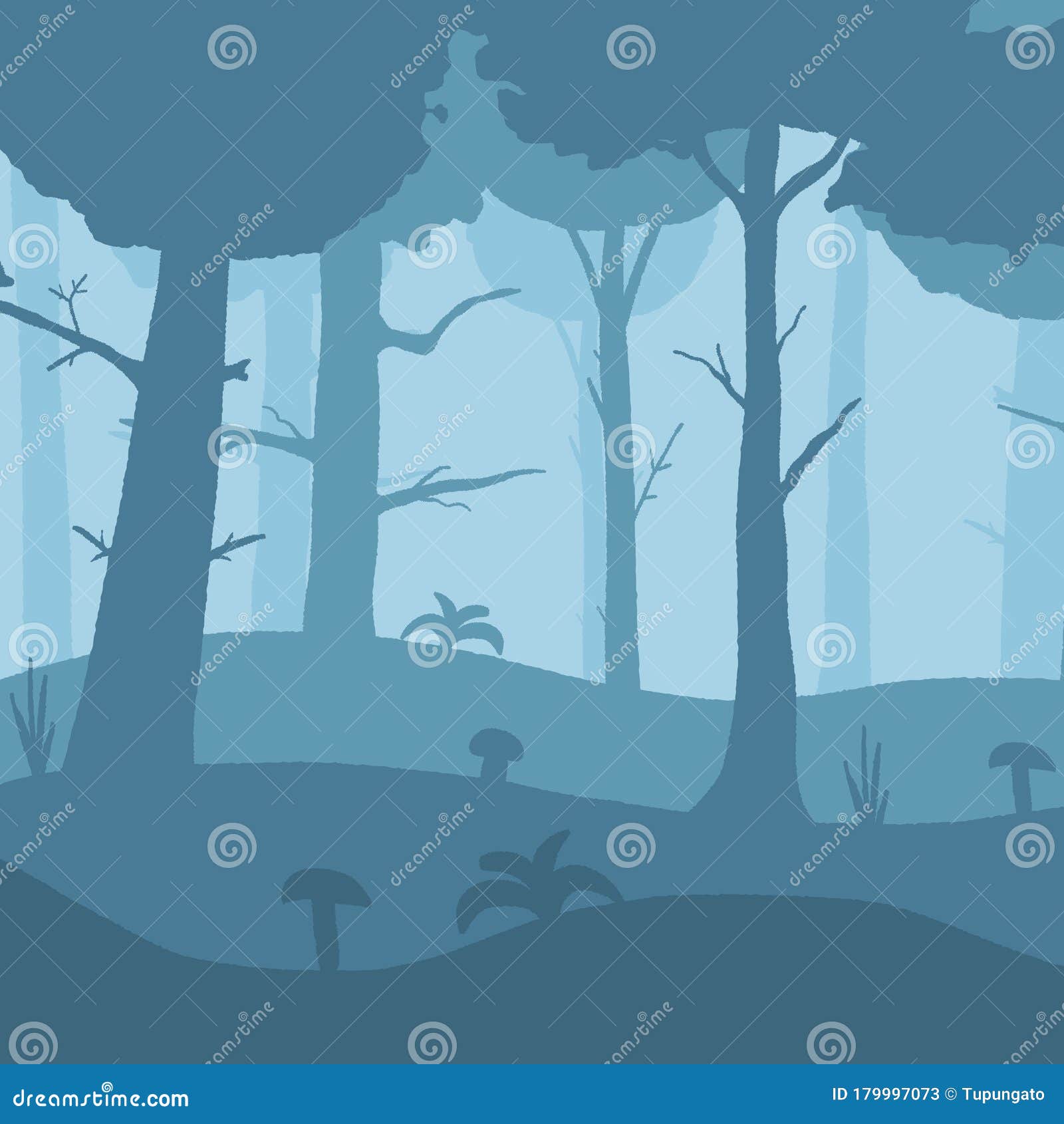 Misty forest blue vector stock vector. Illustration of graphic - 179997073