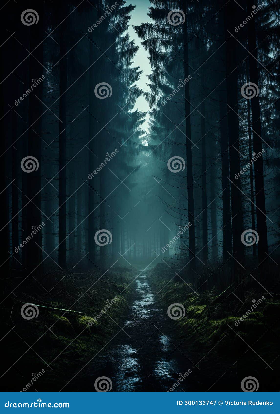 Misty forest path at dawn stock image. Image of dawn - 300133747