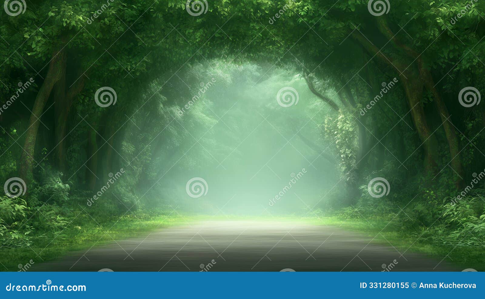 Misty Forest Pathway With Hidden Waterfall And Reflection Royalty-Free ...