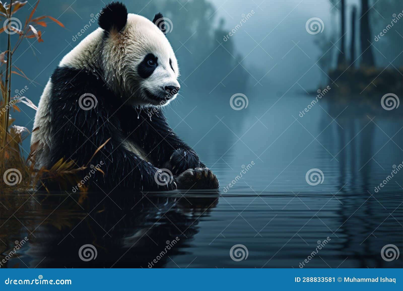 Misty Forest Ponds Edge Comes Alive with Panda Illustrations by the ...