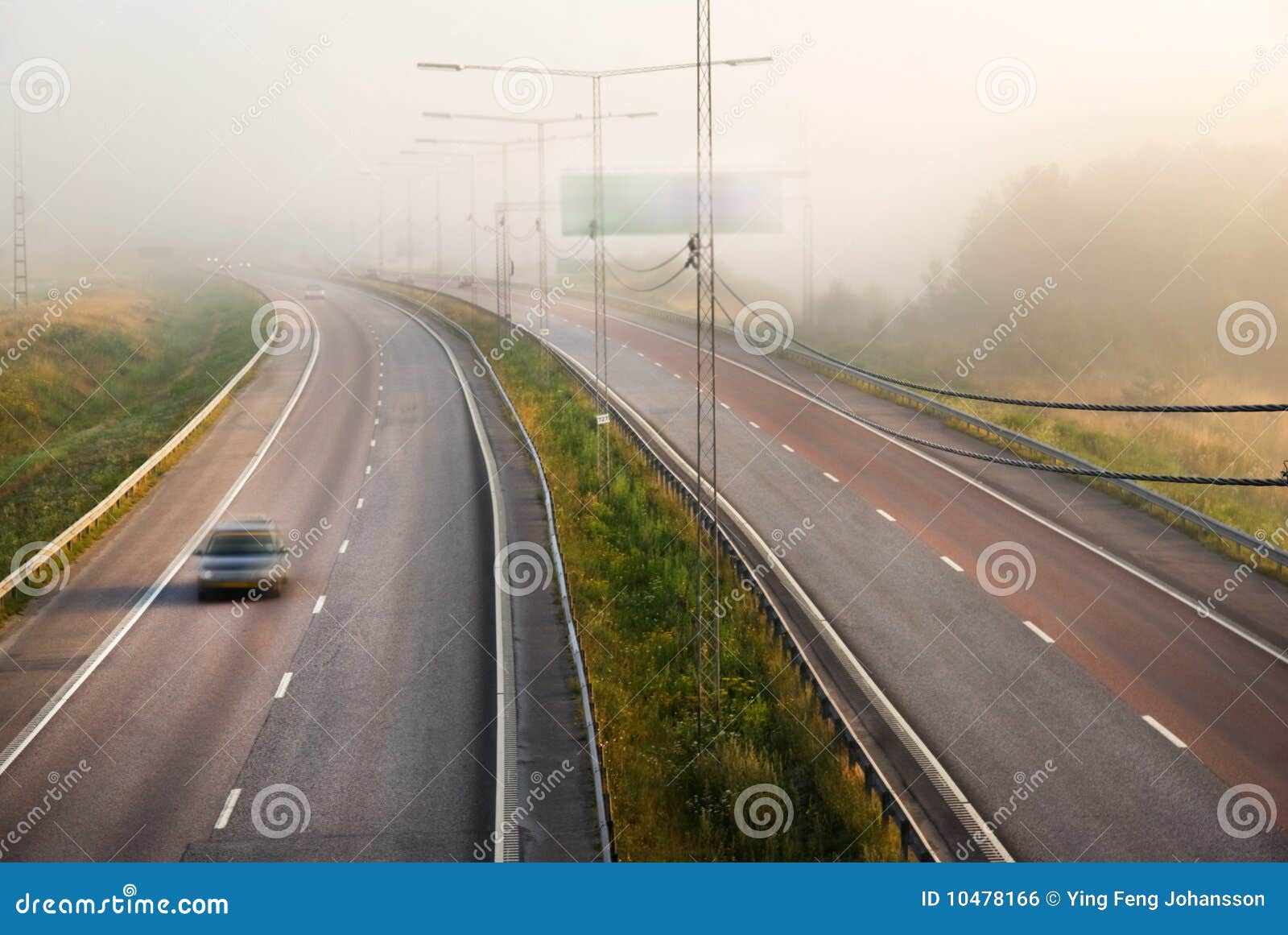 Misty highway stock photo. Image of motorway, lines, freeway - 10478166