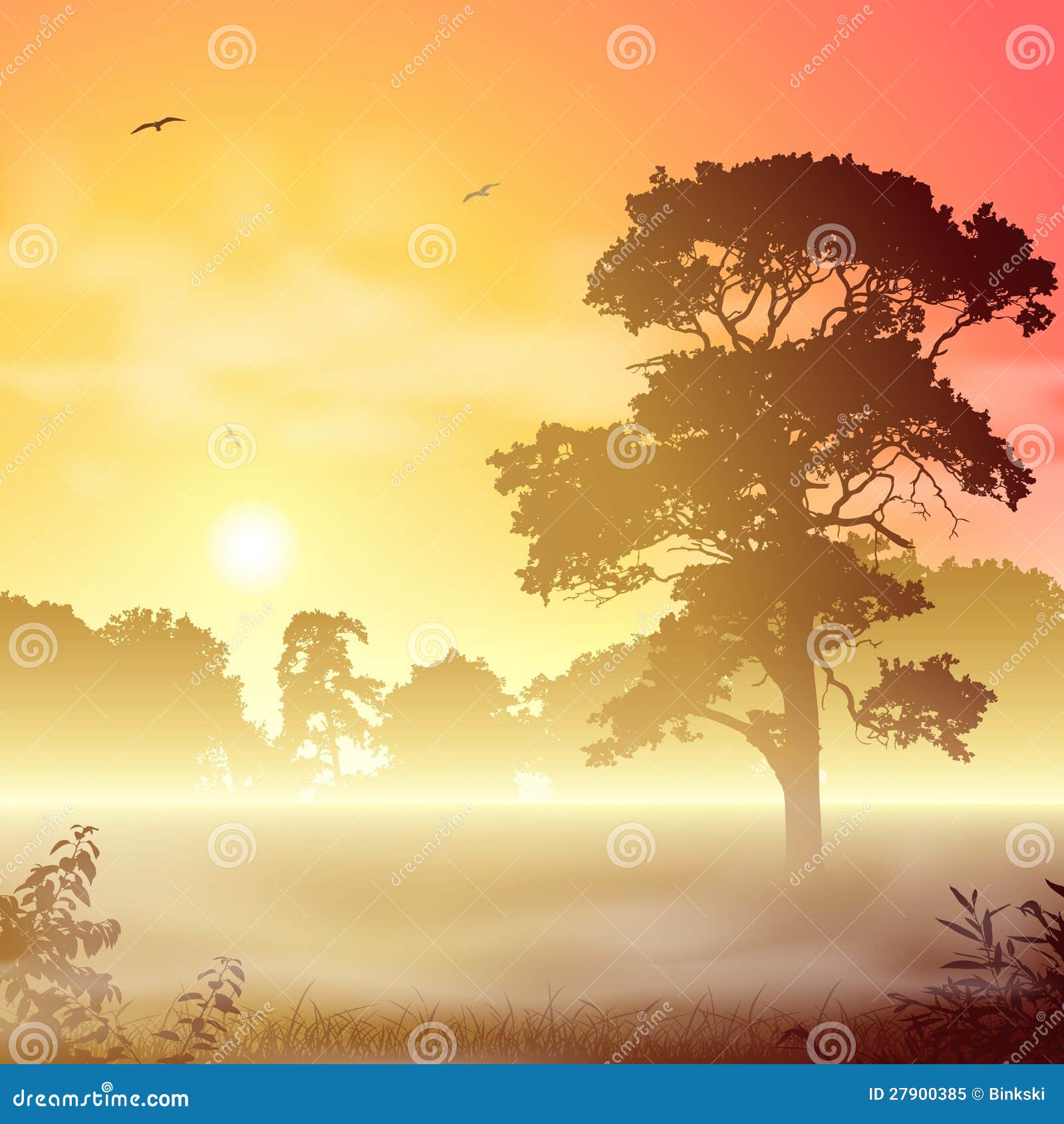 Misty Landscape Cartoon Vector | CartoonDealer.com #27900385
