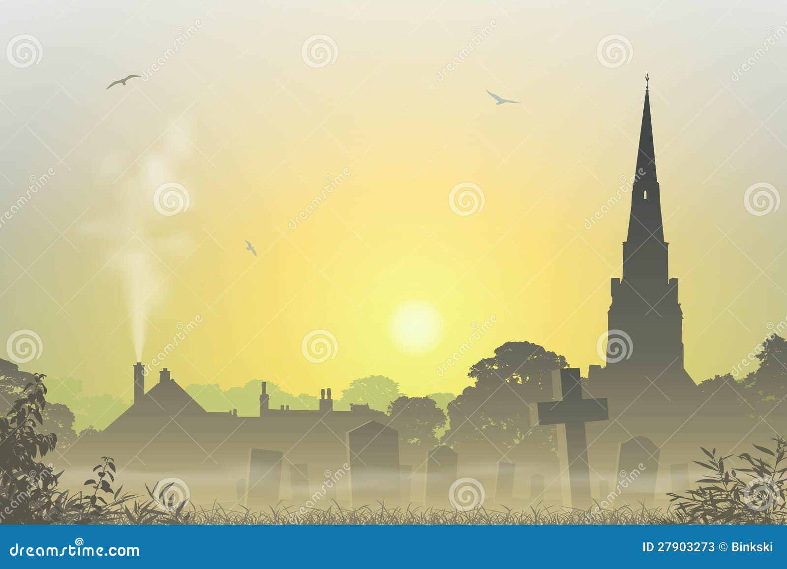 Misty Landscape Cartoon Vector | CartoonDealer.com #27903273