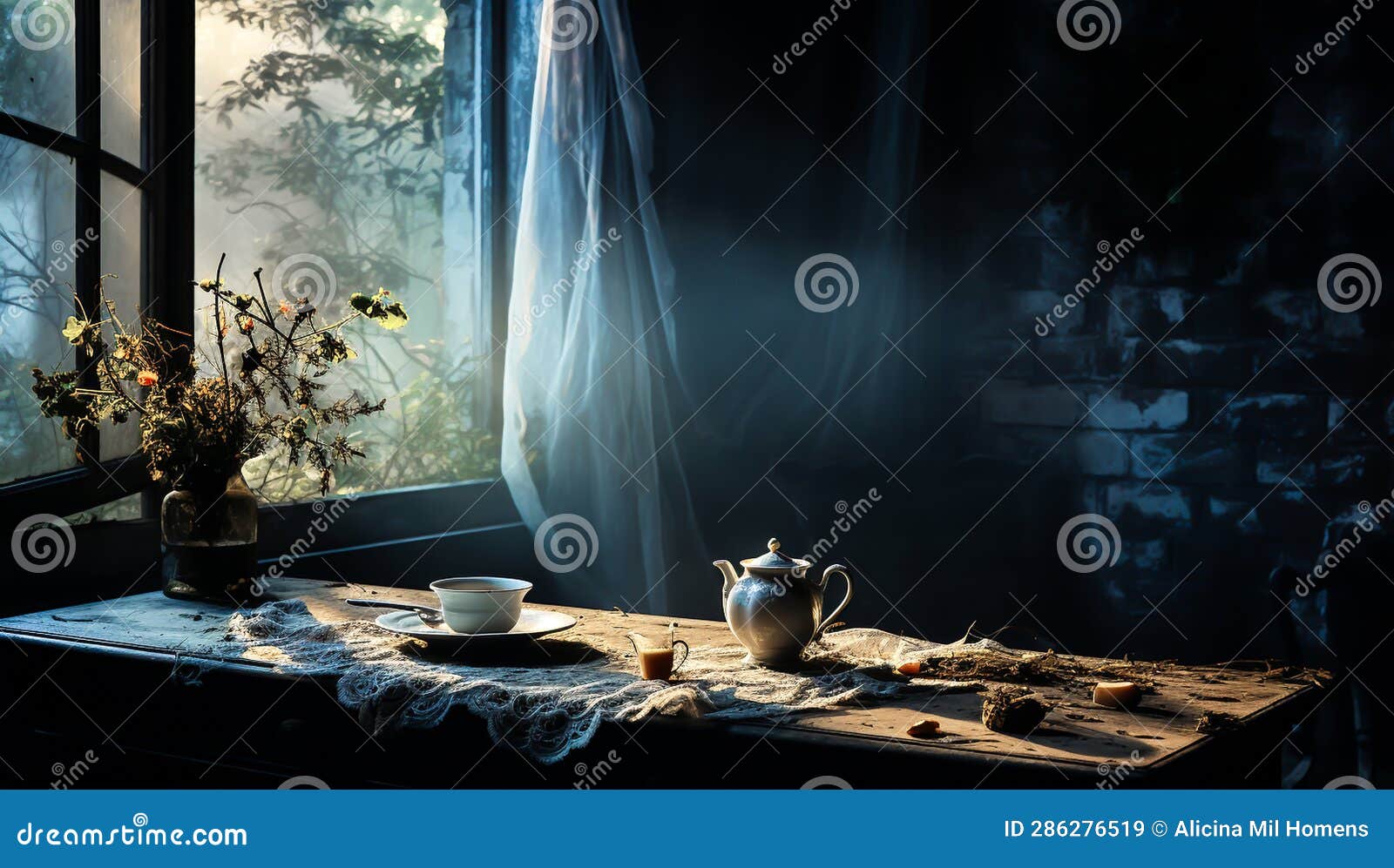 Misty Minimalist Still Life in a Room. AI Generated Stock Illustration ...
