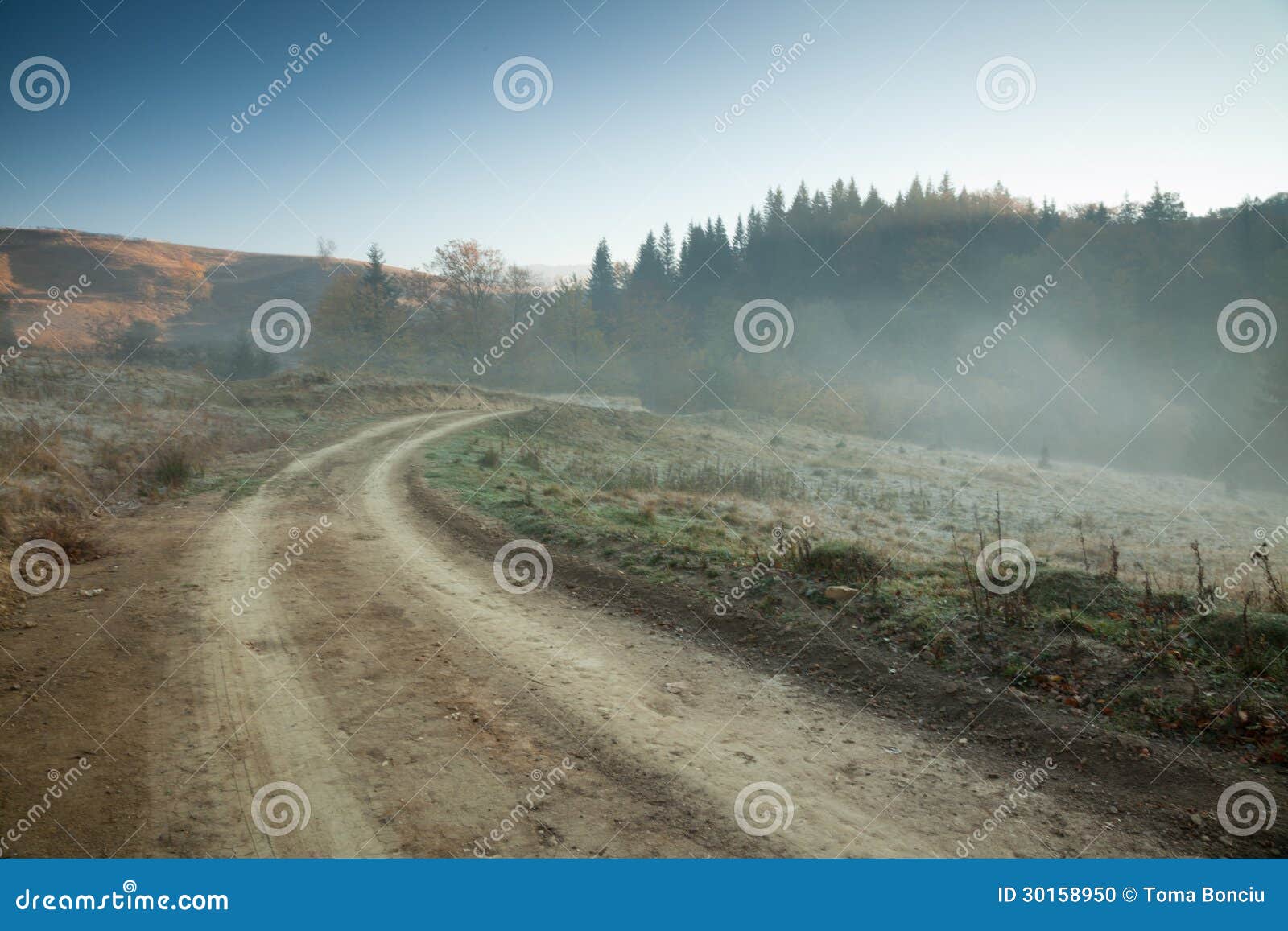 Autumnal Morning on a Dirt Road Stock Photo - Image of magnificent ...