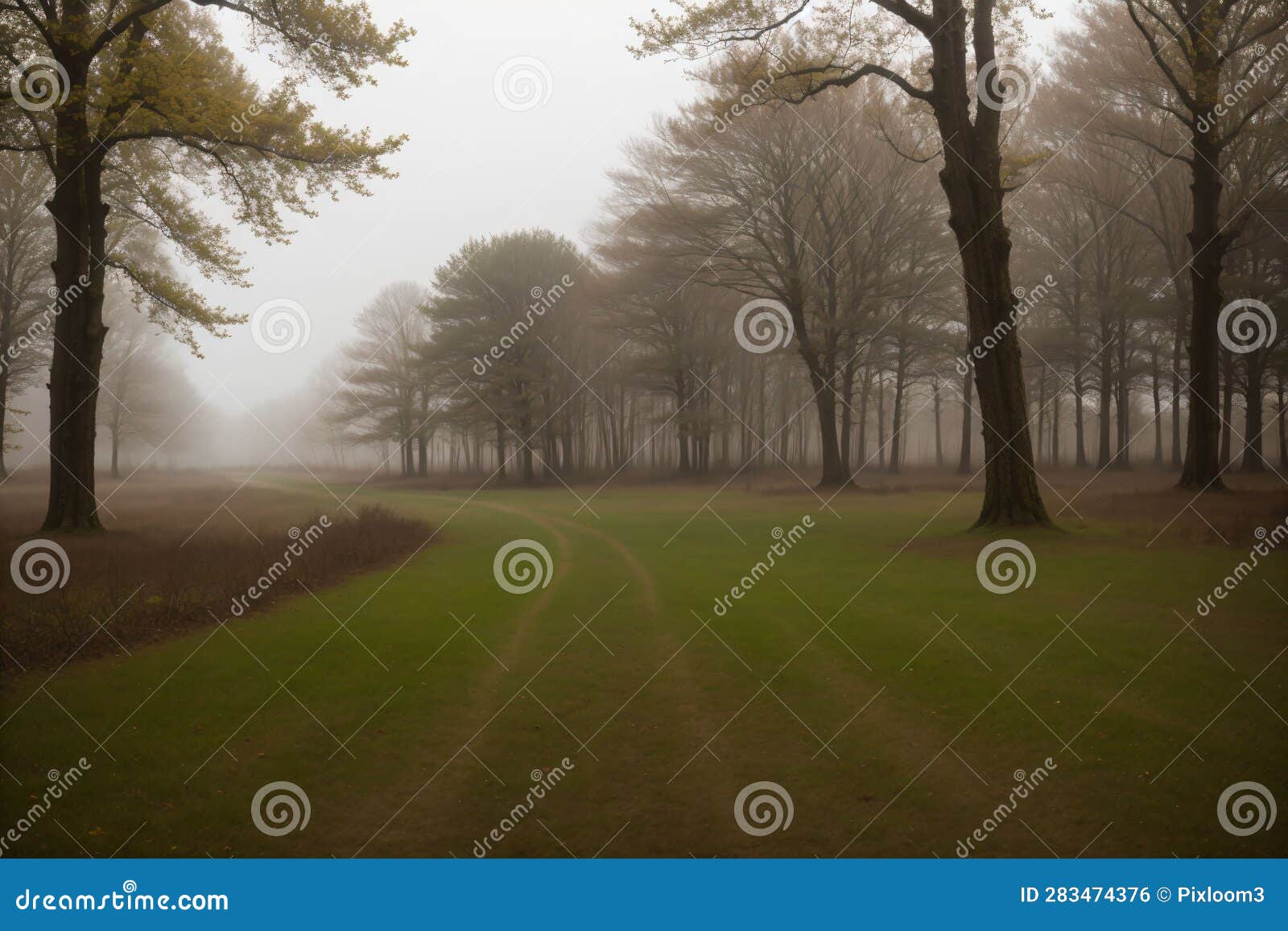 A Misty Morning in a Spring Forest Stock Illustration - Illustration of ...
