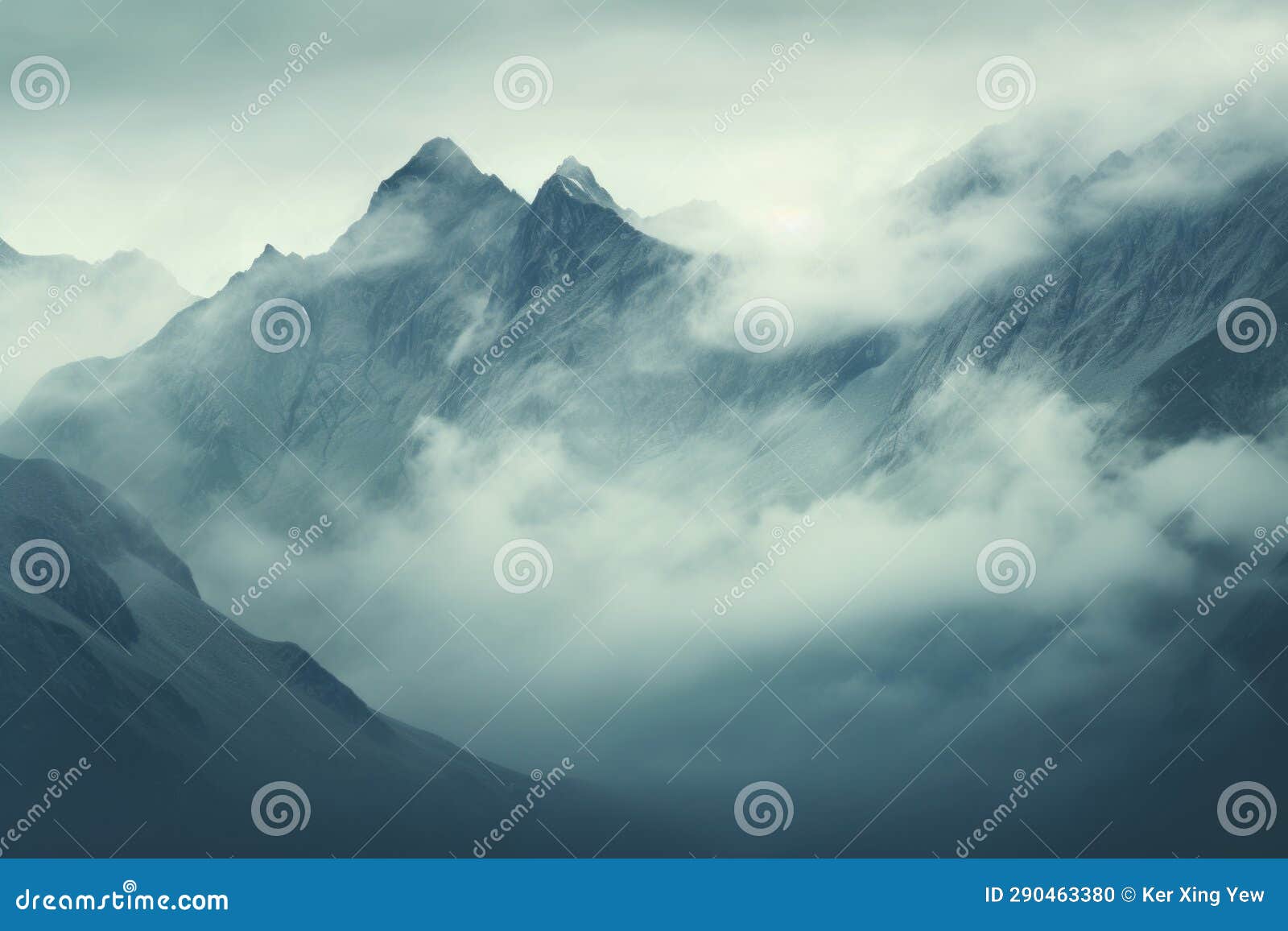 Misty Mountain Range stock illustration. Illustration of landscape ...
