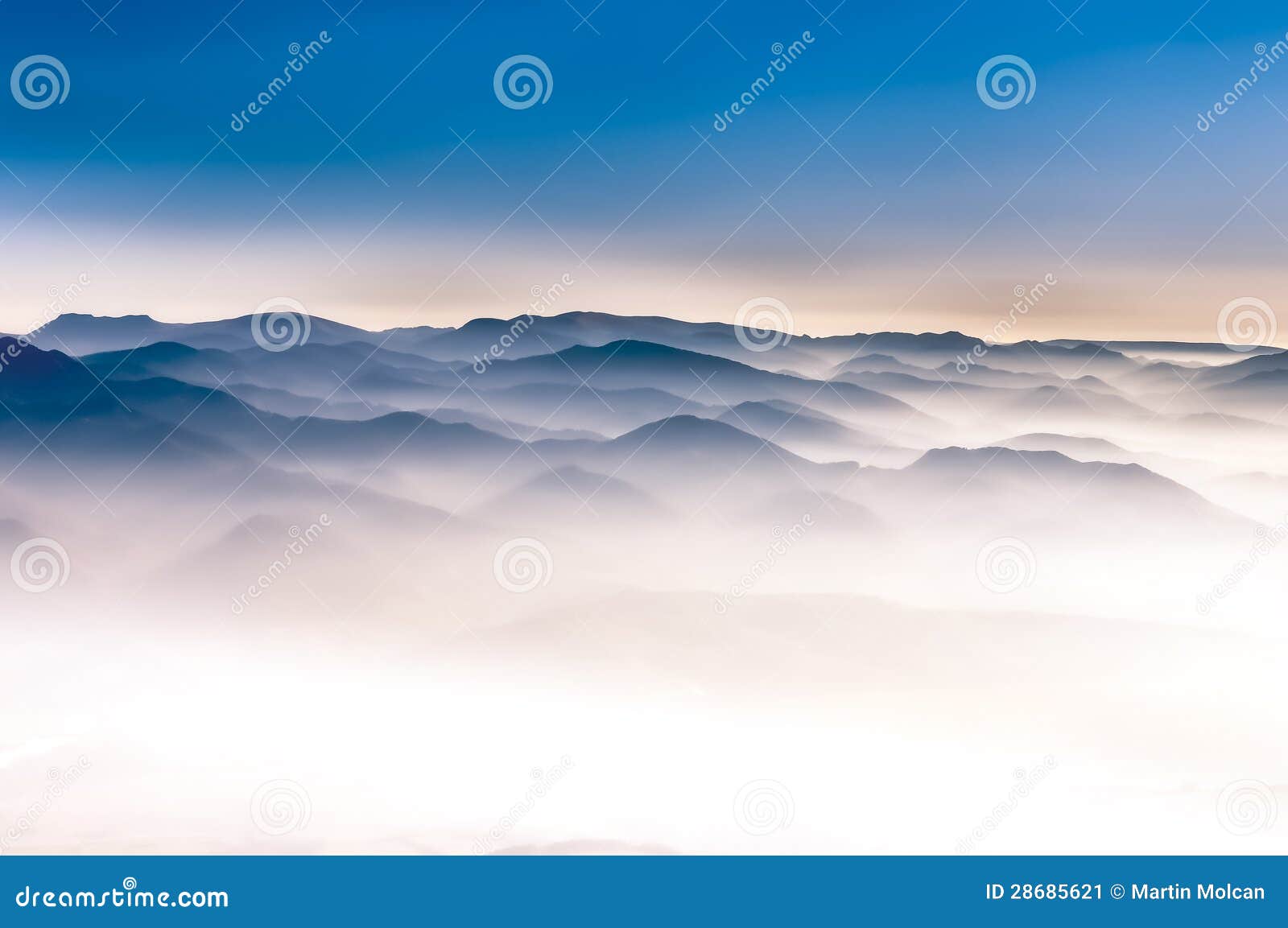 Misty Mountains Landscape View with Blue Sky Stock Image - Image of ...