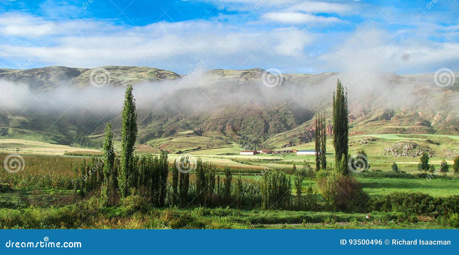 Misty Peruvian Valley stock photo. Image of mountains - 93500496