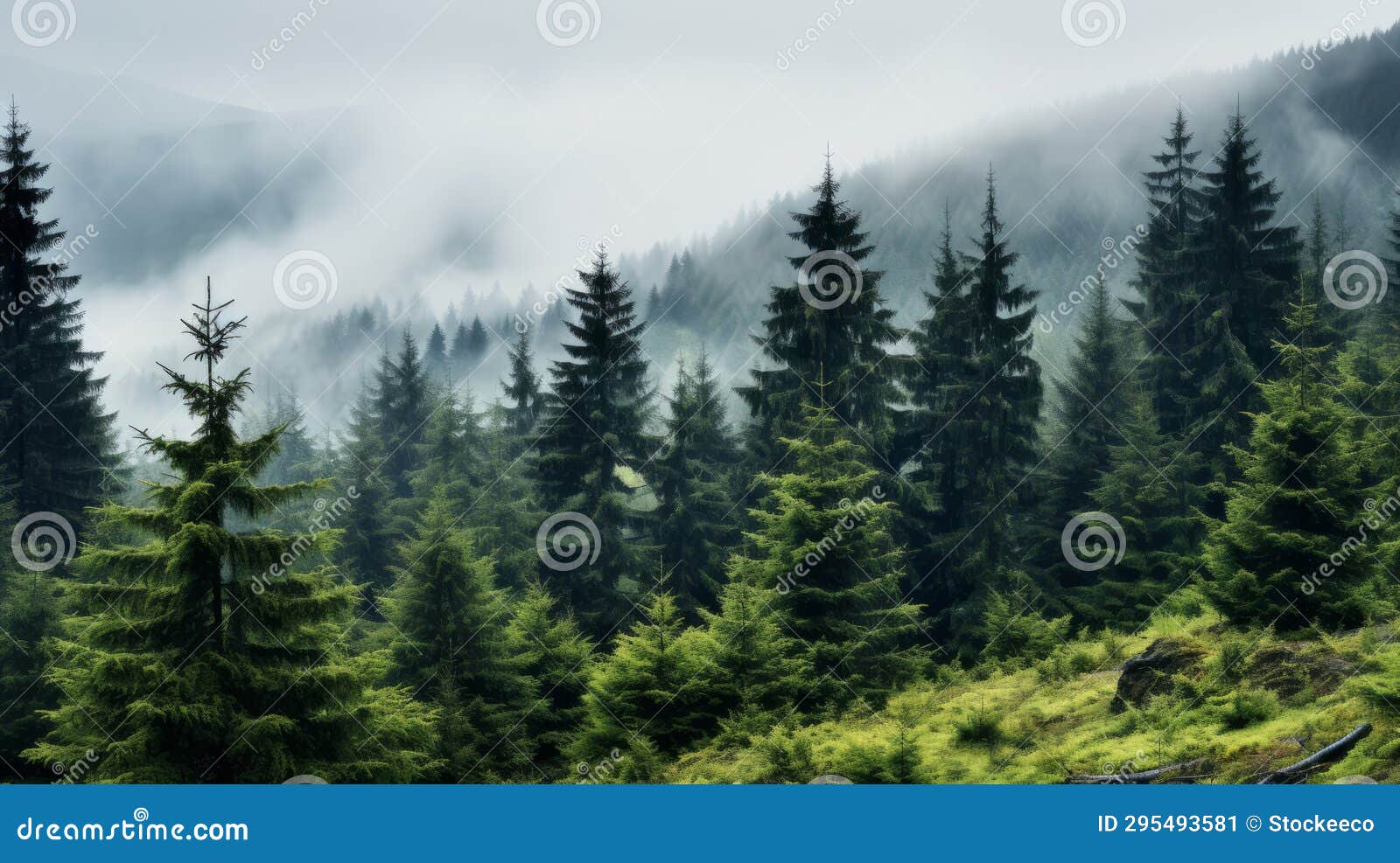 Misty Pine Tree on Mountain Ridge: Nikon D850 Uhd Image Stock ...