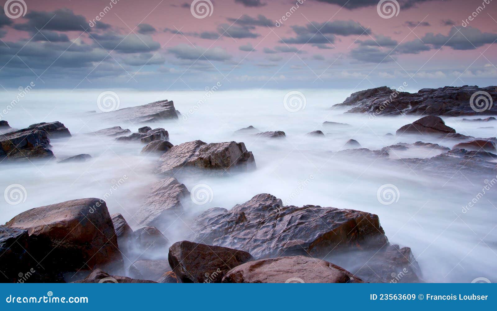 Misty sea and rocks stock image. Image of clean, sand - 23563609
