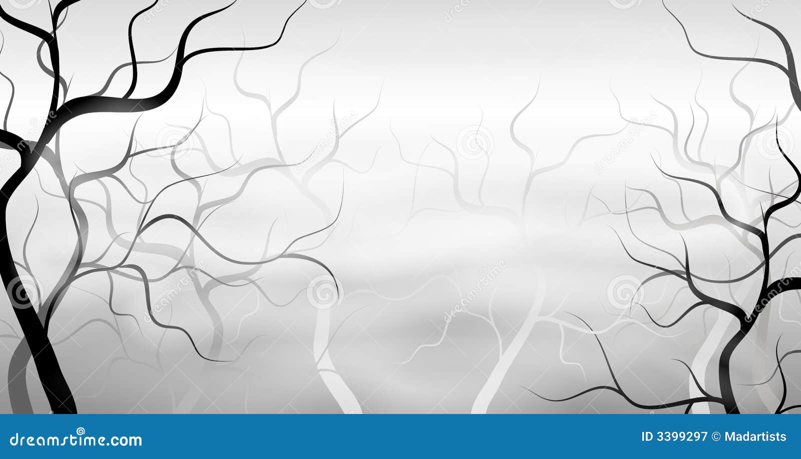 Misty Spooky Dead Tree Forest Stock Illustration - Illustration of clip ...