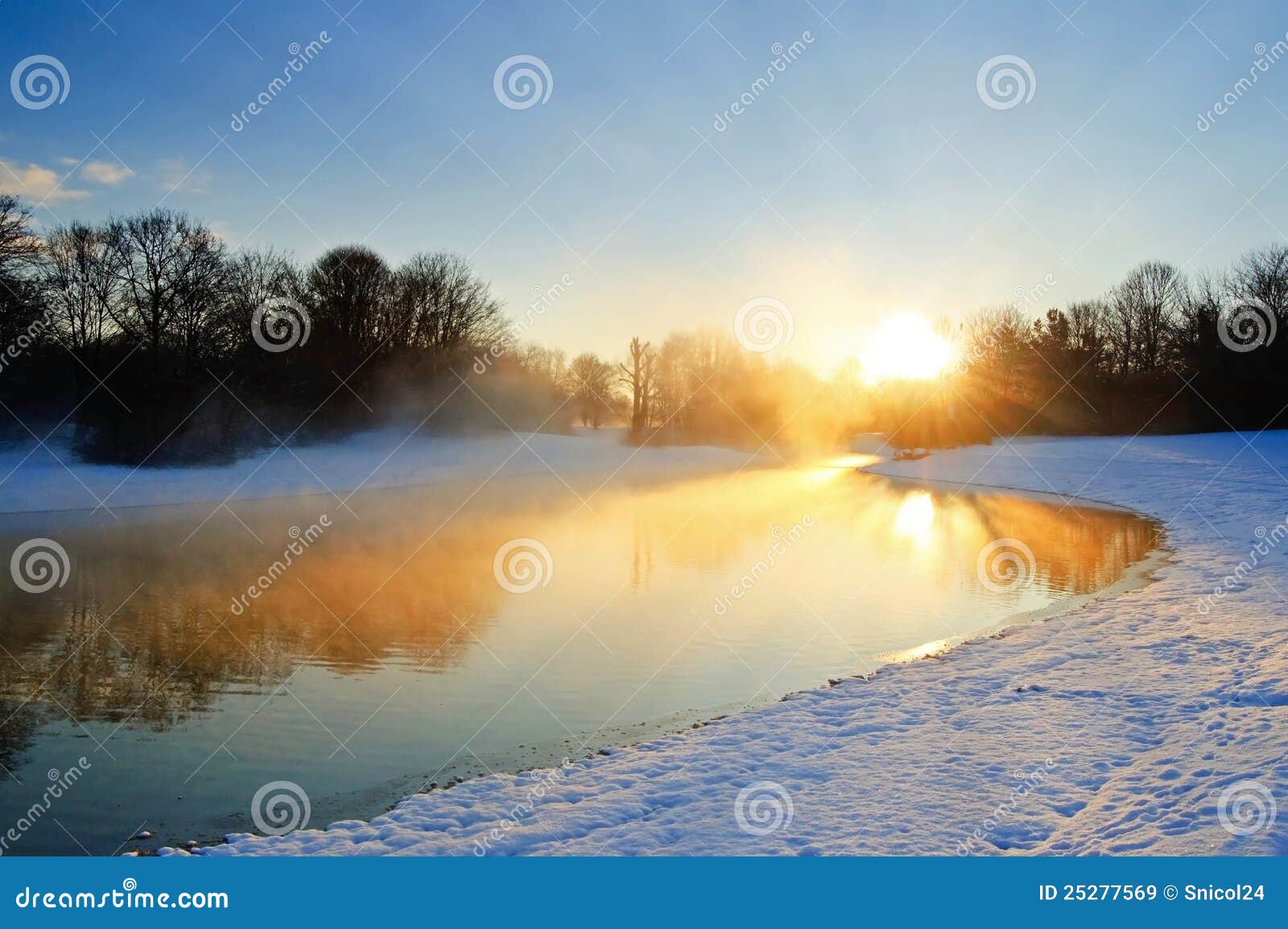 Winter sunrise scene stock image. Image of tree, park - 25277569