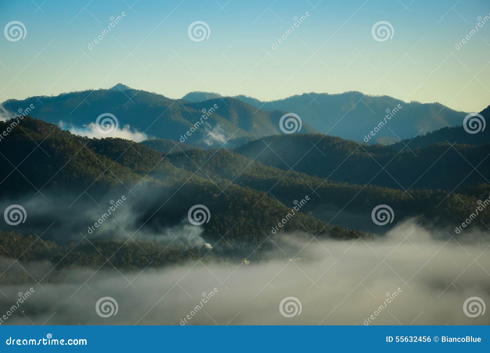 Misty valley stock photo. Image of misty, mountain, mountains - 55632456