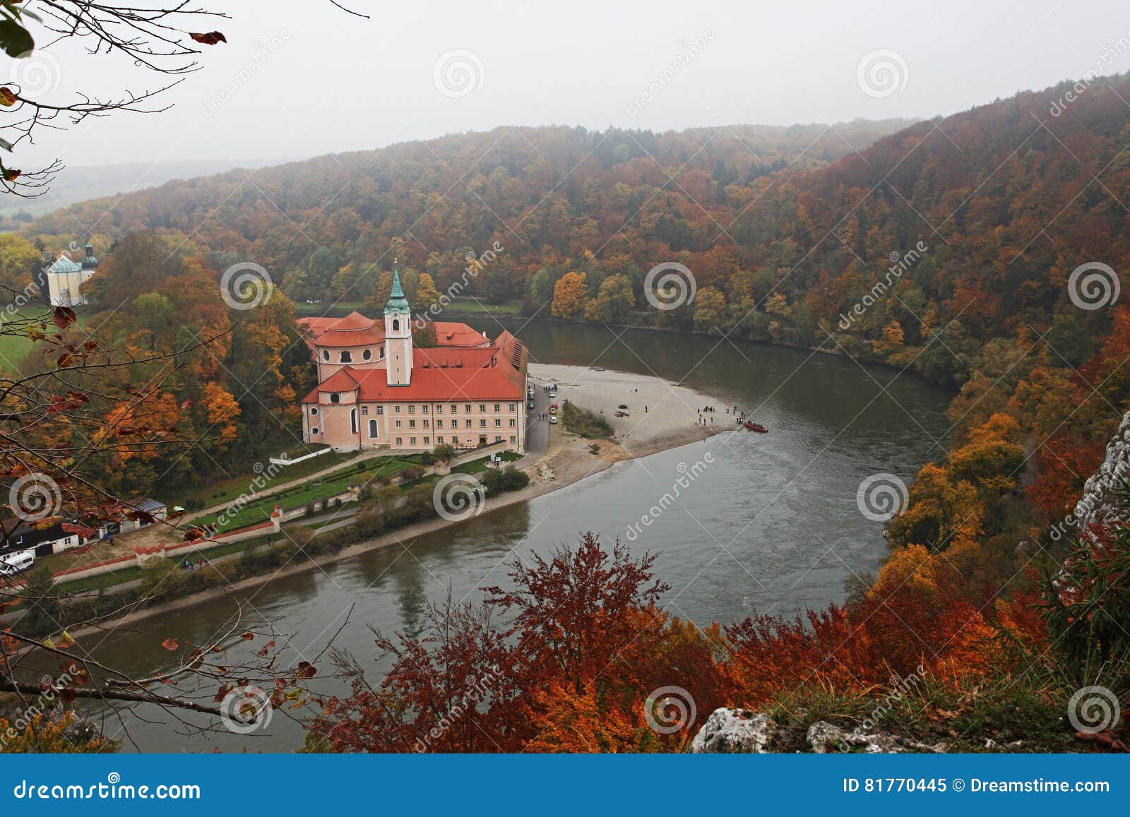 Misty View Over Monastery at Danube River Stock Image - Image of danube ...