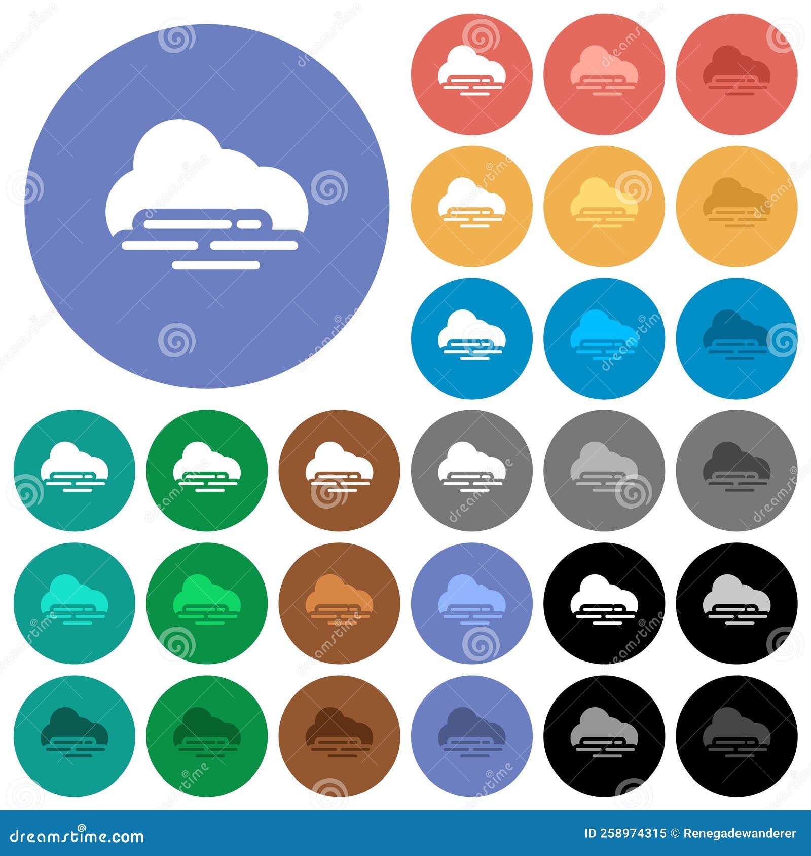 Misty Weather Round Flat Multi Colored Icons Stock Vector - Illustration of meteorology, nature ...