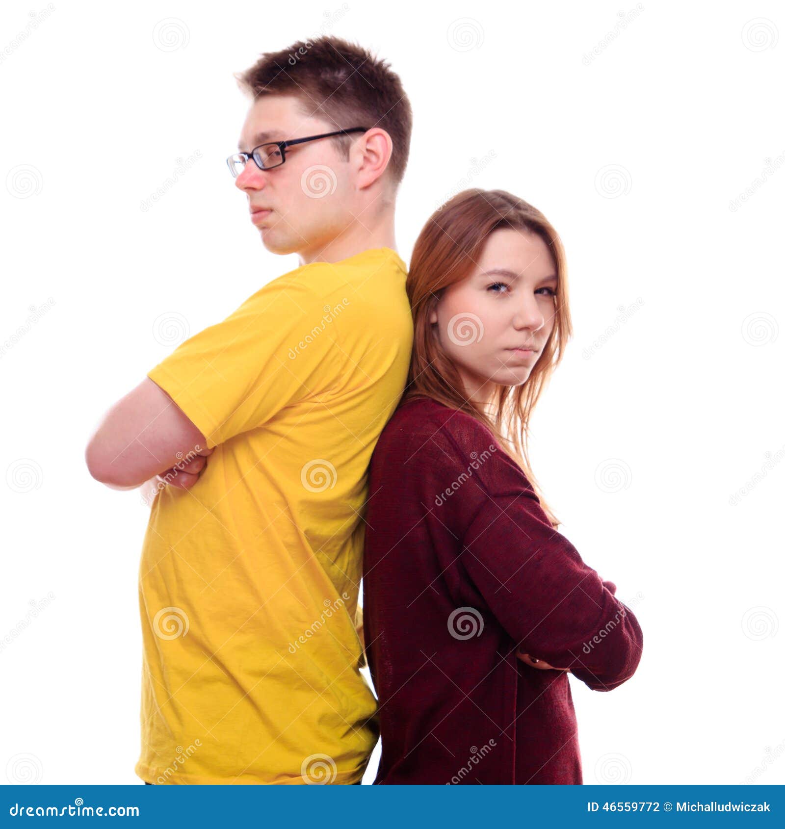Misunderstanding Two People Stand Back To Back Stock Photo - Image of ...