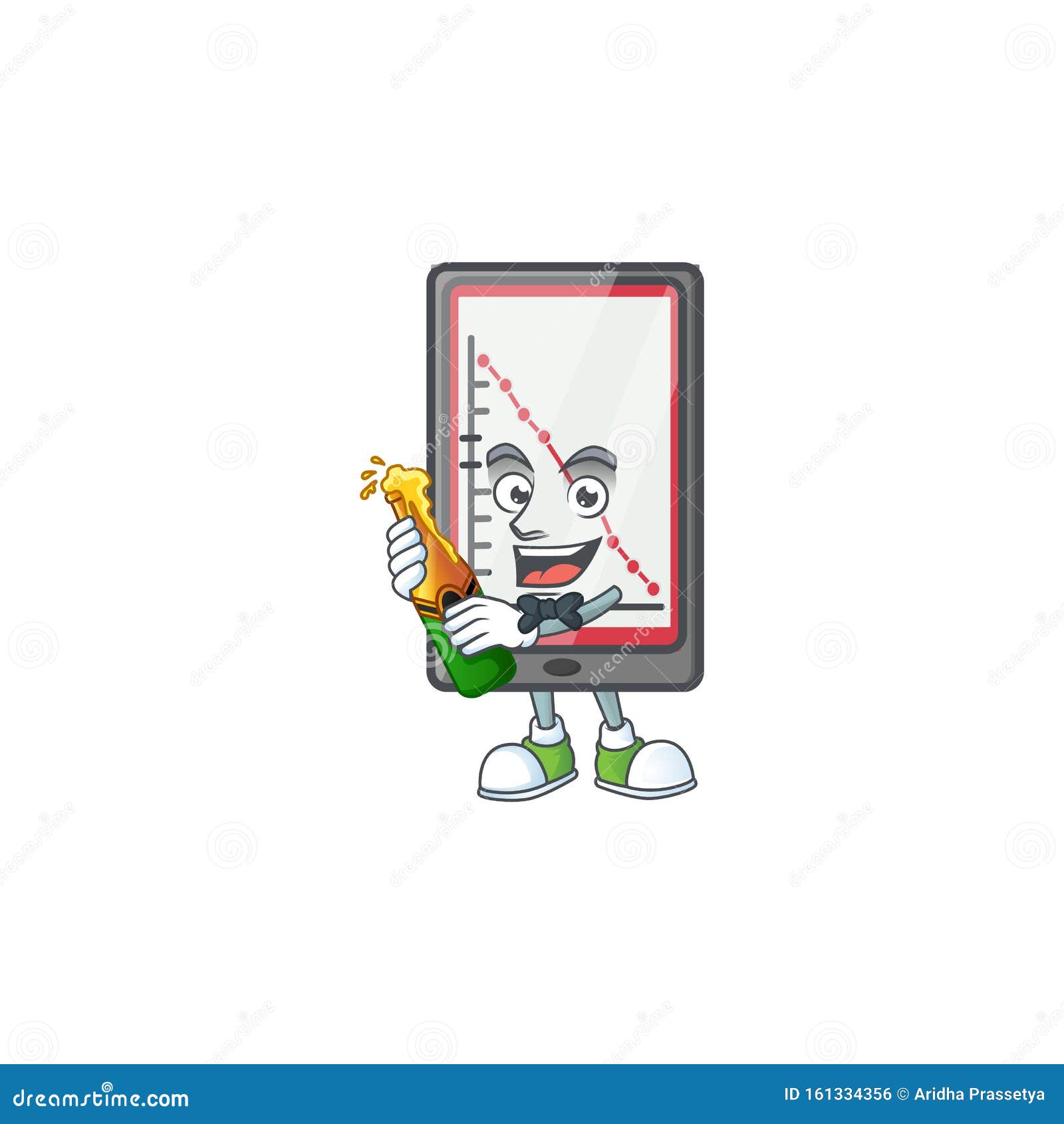 Mit Bier-Down-Chart Vertikale Tablette Mit Maskottchen Vektor Abbildung ...