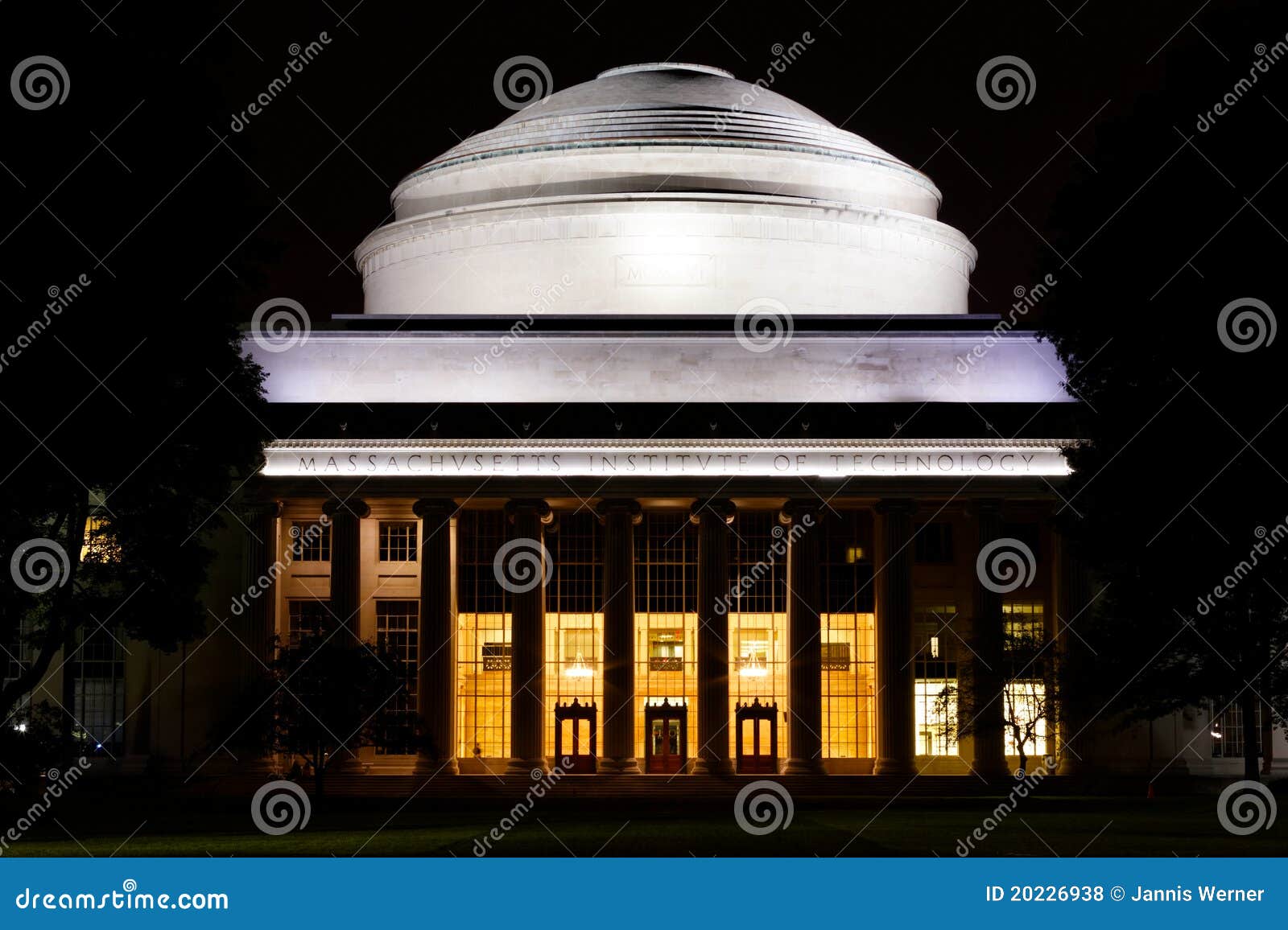 MIT Great Dome at night editorial stock photo. Image of massachusetts ...