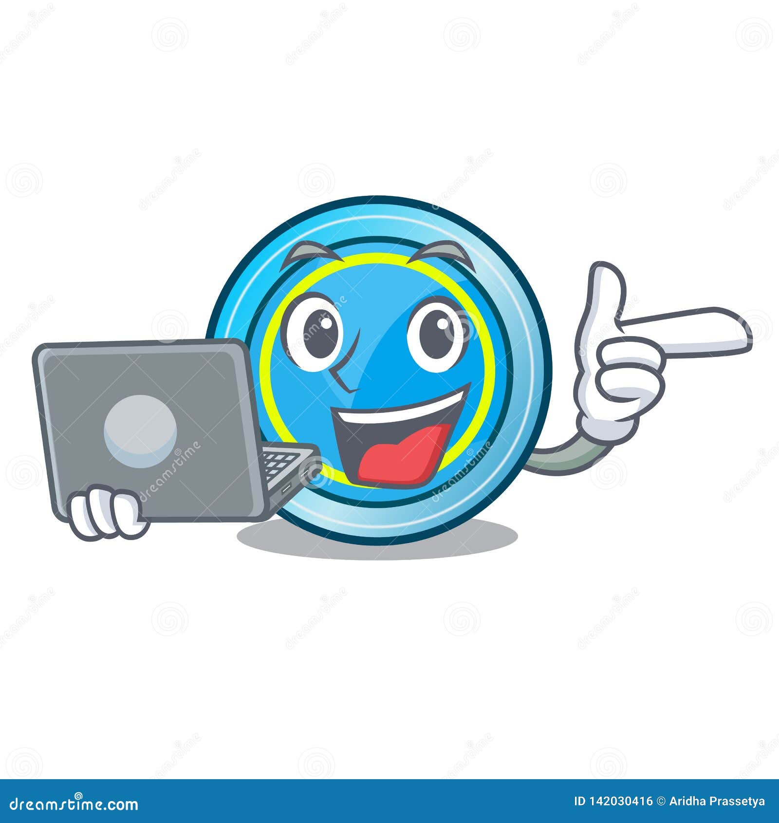 Mit Laptop Frisbee in Der Form Ein Maskottchen Vektor Abbildung ...