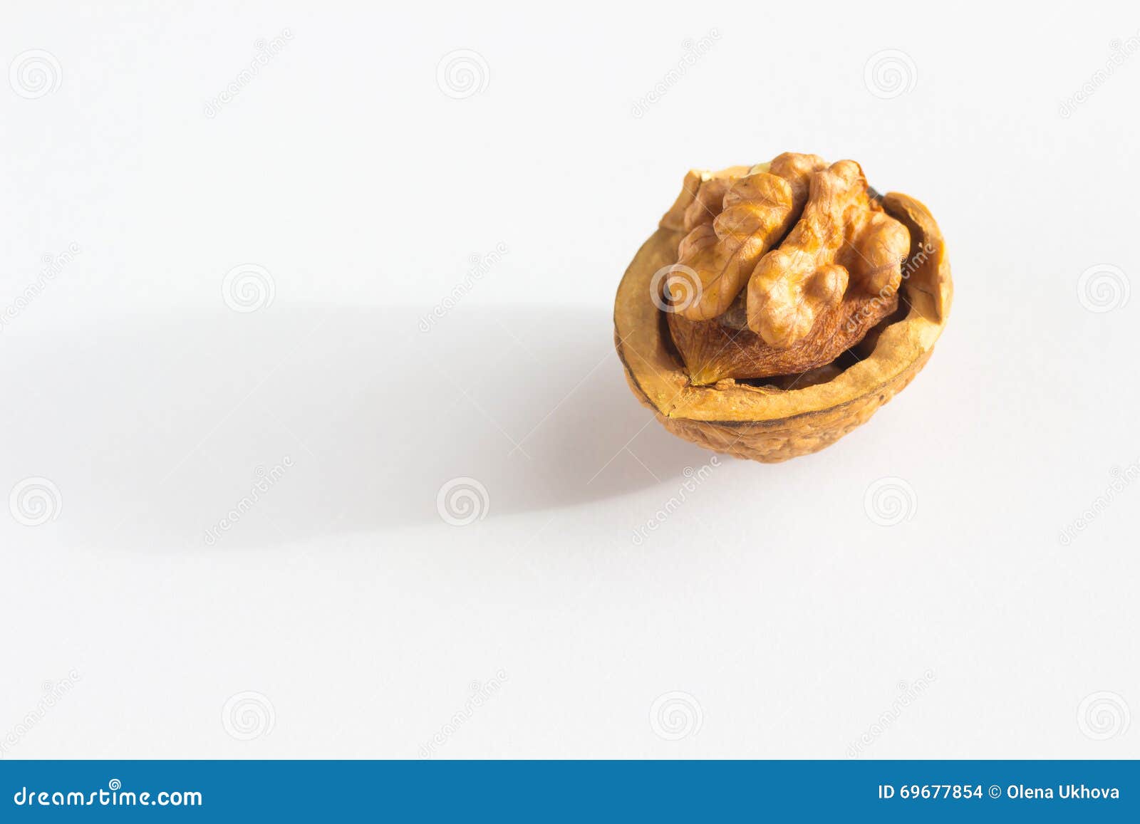 Mitad De Una Nuez En Un Blanco Foto de archivo - Imagen de vegetariano ...