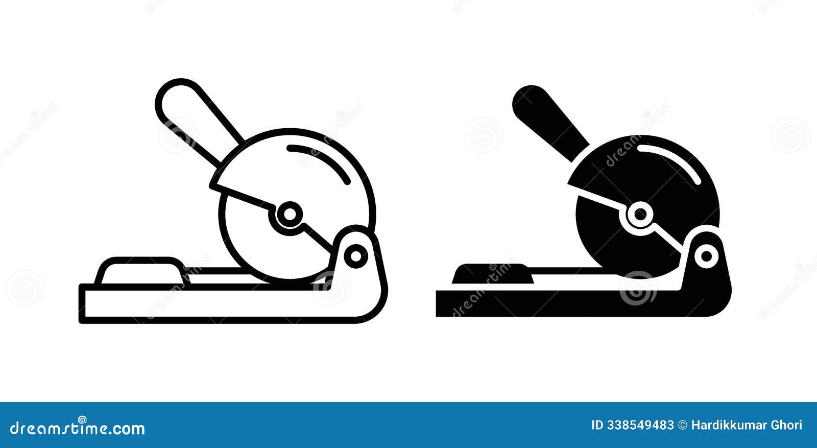 Miter Saw Thin Line Icon Set Cartoon Vector | CartoonDealer.com #330143567