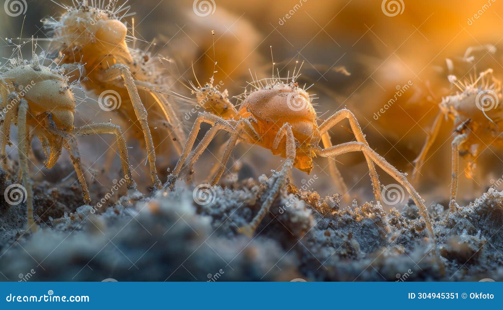 Mites and Microarthropods Crawling through the Microscopic View Soil ...