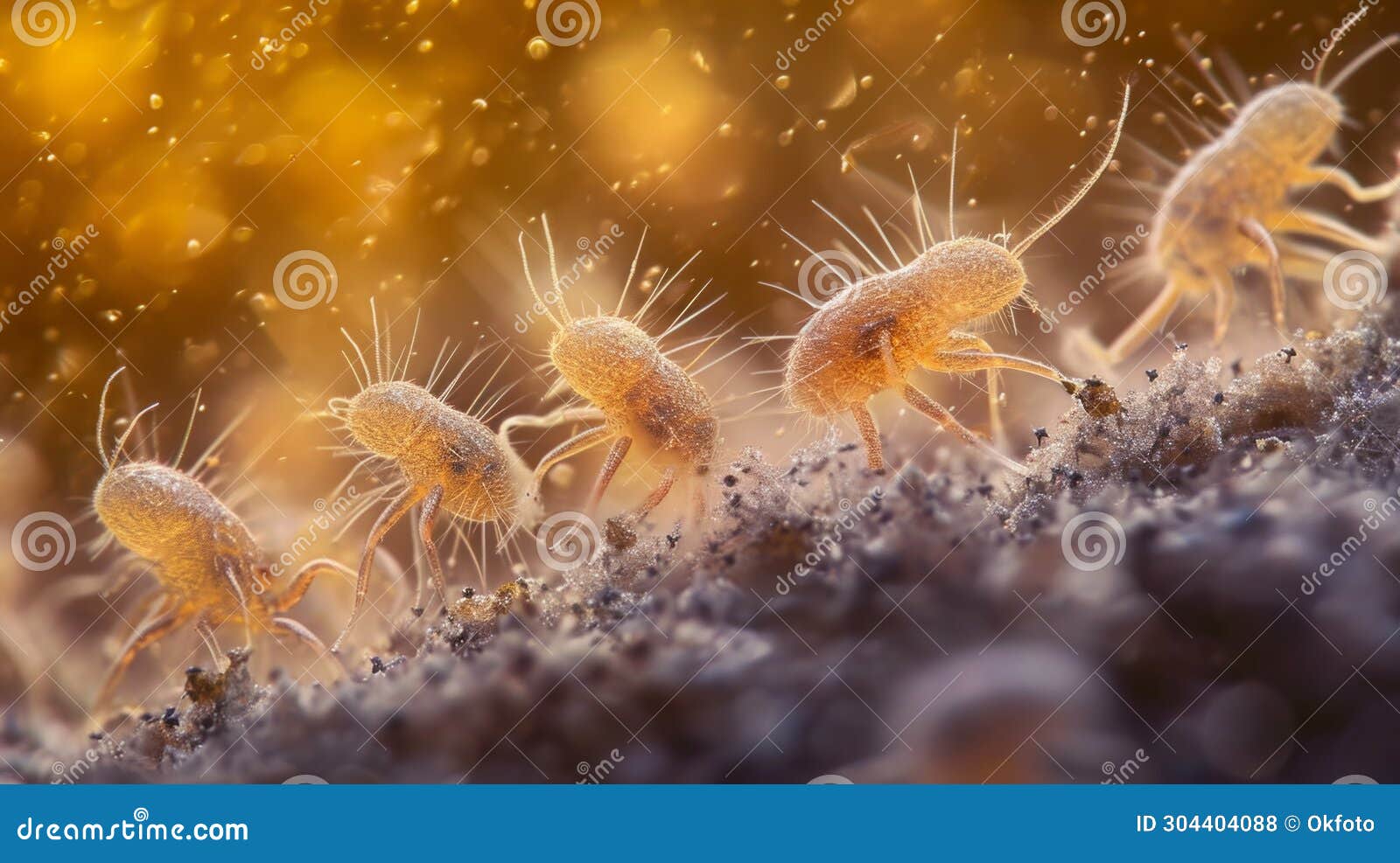 Mites and Microarthropods Crawling through the Microscopic View Soil ...