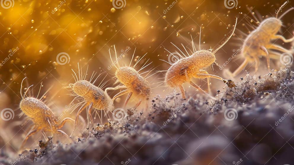 Mites and Microarthropods Crawling through the Microscopic View Soil ...