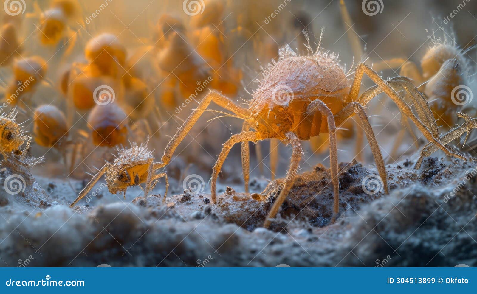 Mites and Microarthropods Crawling through the Microscopic View Soil ...