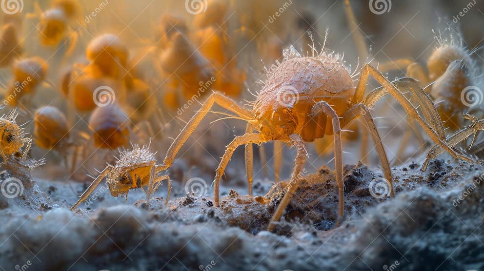 Mites and Microarthropods Crawling through the Microscopic View Soil ...