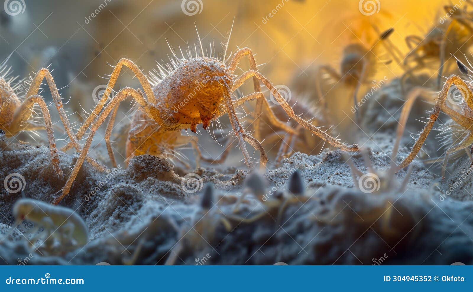 Mites and Microarthropods Crawling through the Microscopic View Soil ...