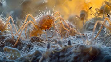 Mites and Microarthropods Crawling through the Microscopic View Soil ...