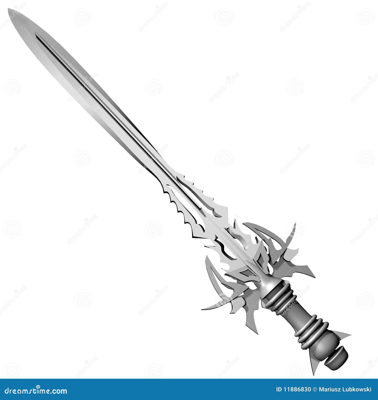 Fantasy Longsword With Large Guard On An Isolated White Background. 3d ...