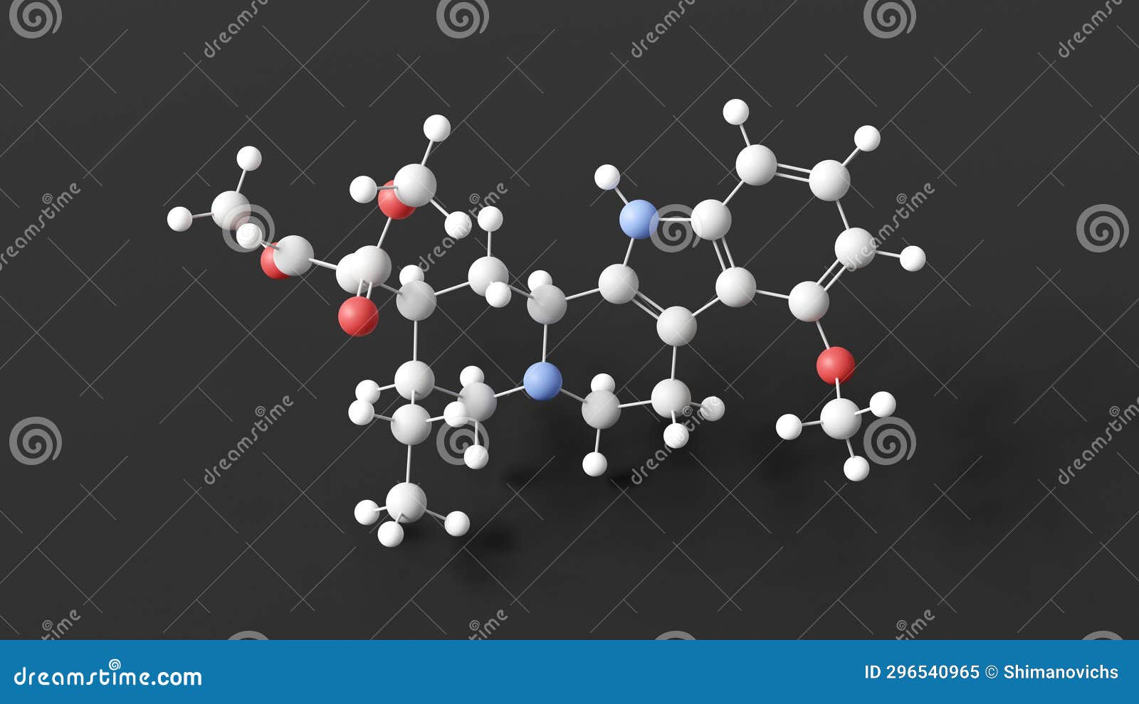 Mitragynine Molecular Structure, Indole-based Alkaloid, Ball and Stick ...